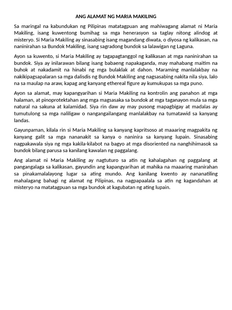 Ang Alamat NG Maria Makiling | PDF