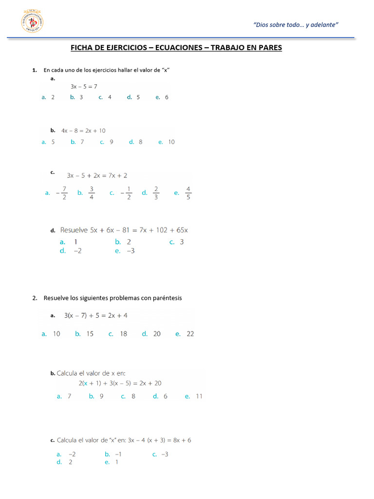 Ecuaciones Ejercicios 2 | PDF