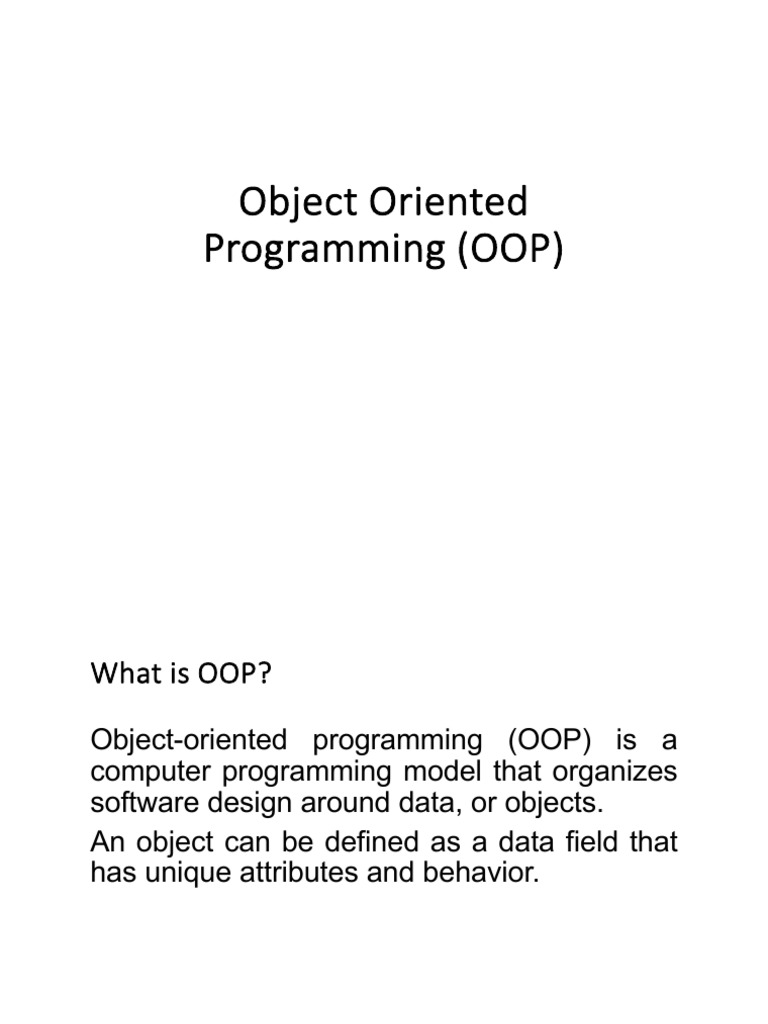 Object Oriented Programming (OOP) | PDF