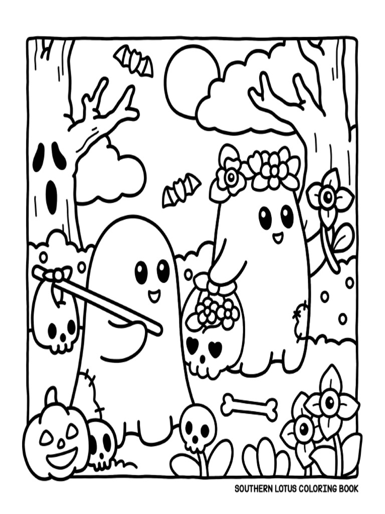 Very Demure Very Spooky Cute Easy Coloring Book Free 3 | PDF