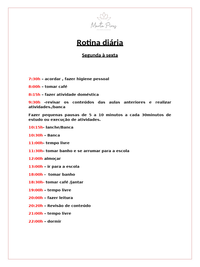 Rotina Diária | PDF
