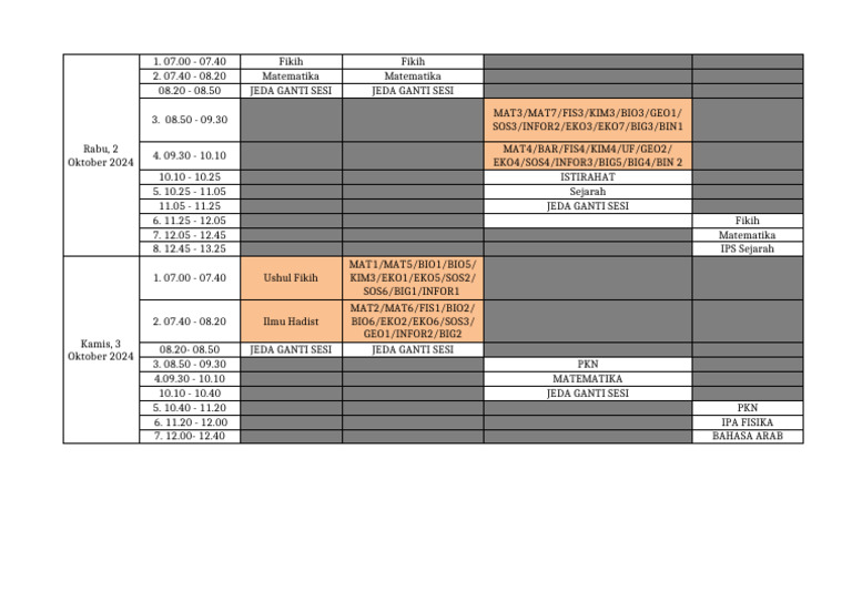01 Oktober - Revisi Jadwal Ats - 2024 | PDF