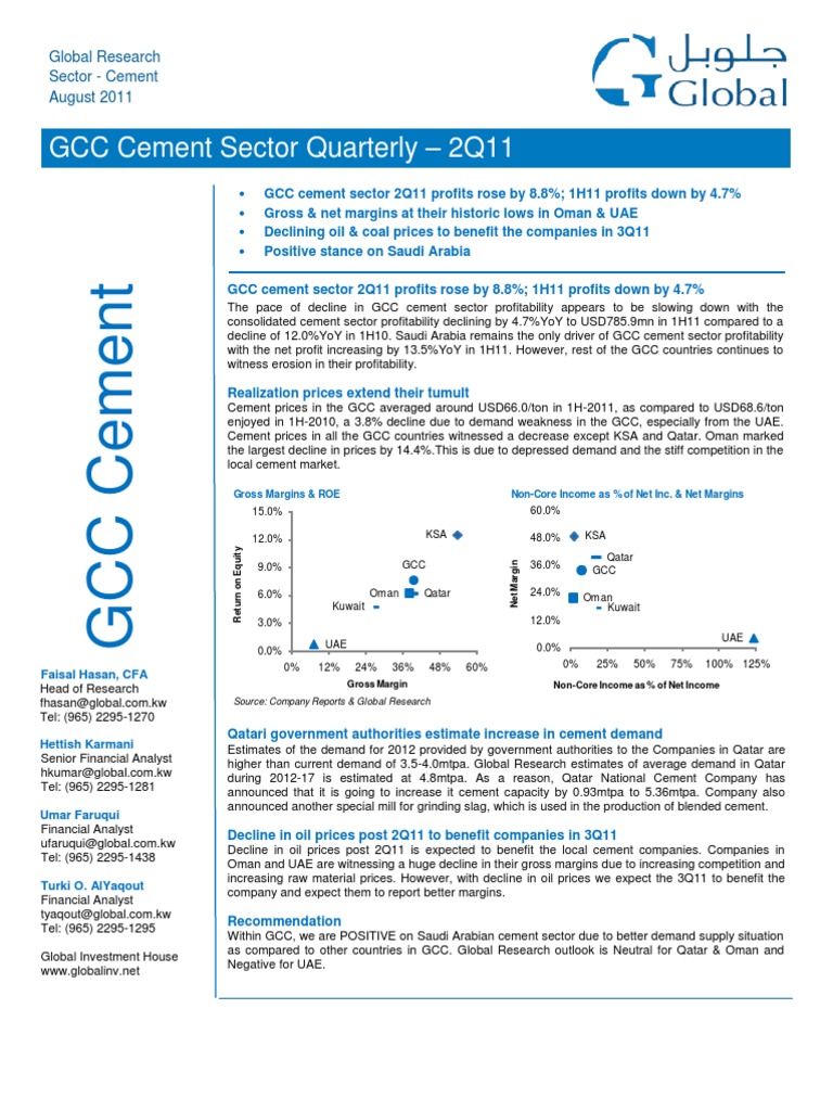 GCC-Cement Q2 2011 | PDF | Gulf Cooperation Council | Revenue