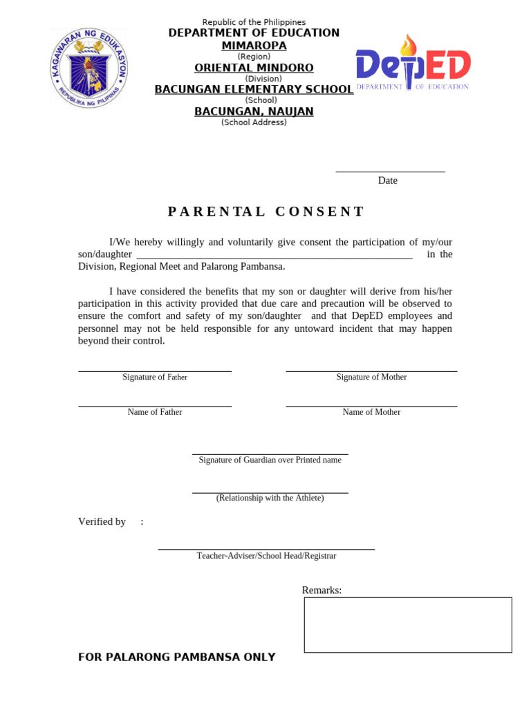 BES Parental Consent Form | PDF