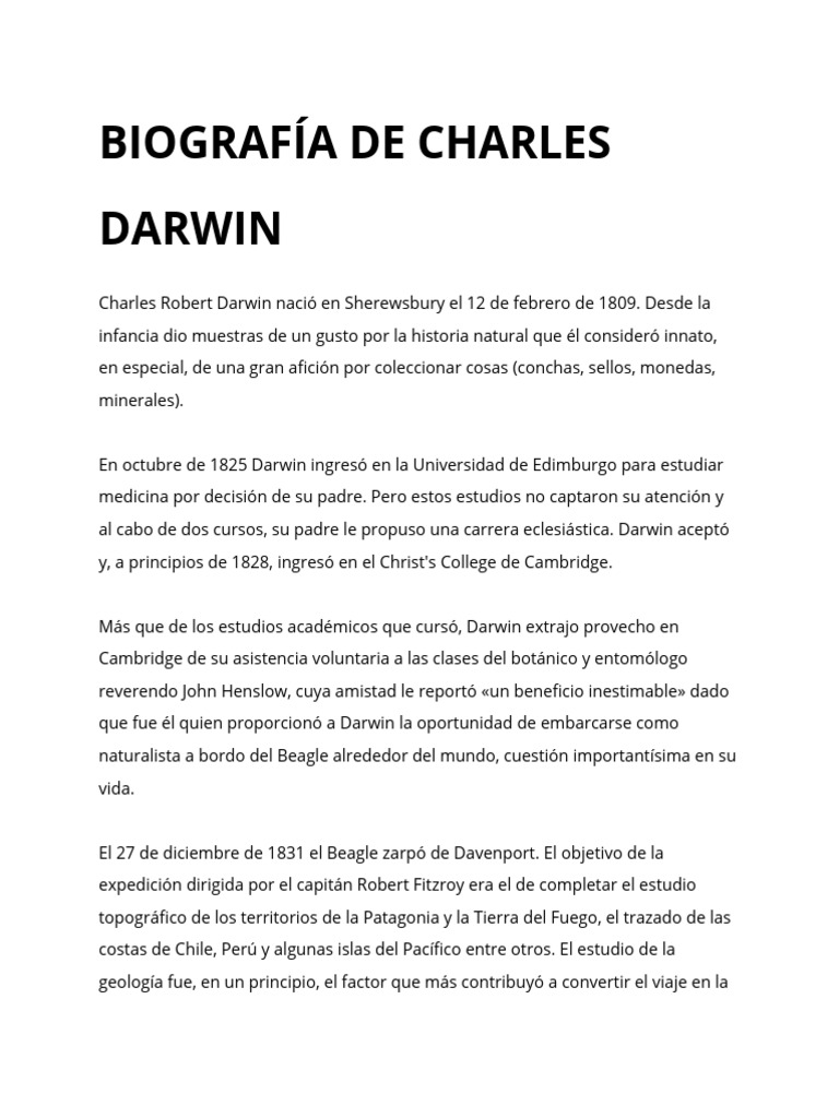 Biografía de Charles Darwin | PDF