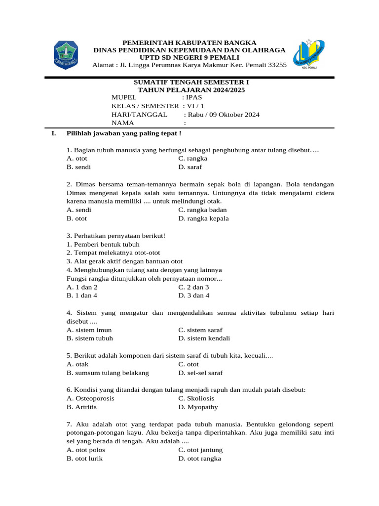 STS 1 IPAS Kelas 6 | PDF