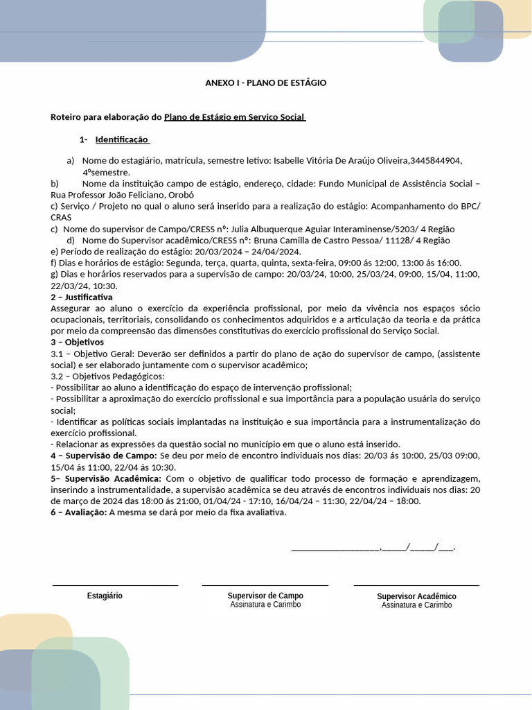 Documentos - Estágio | PDF