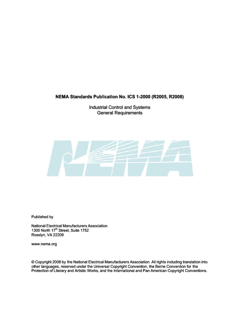 Nema Ics 1 2000 r2005 r2008 Industrial Control and Systems General ...