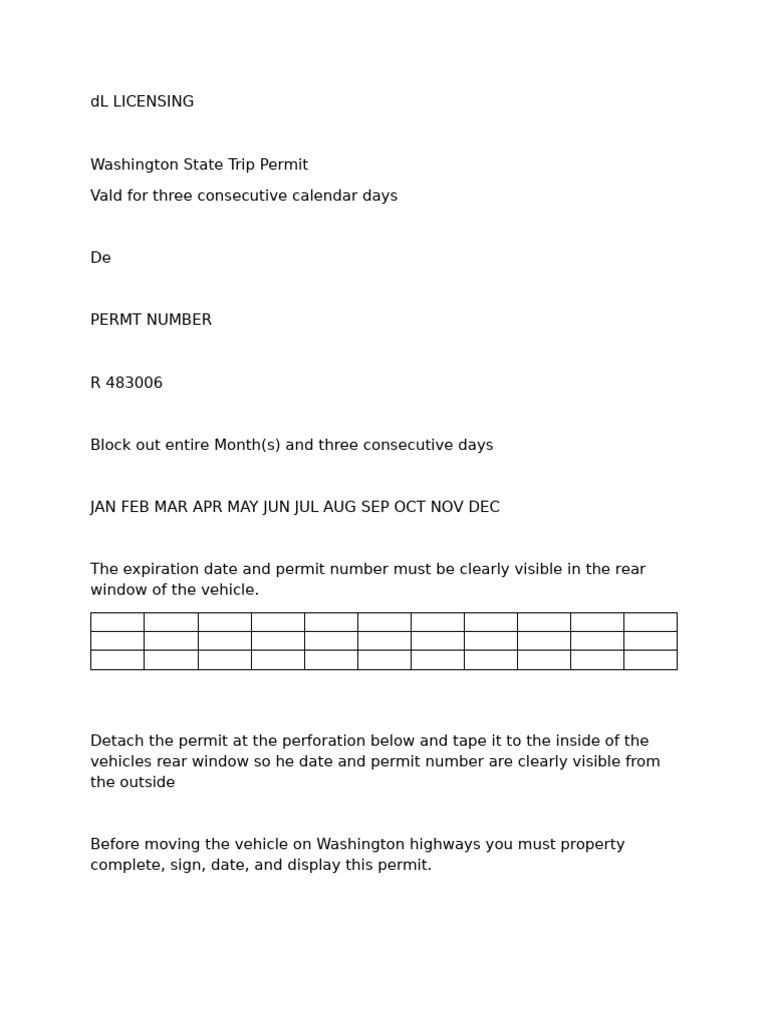 Washington State 3-Day Trip Permit Guide | PDF | Business