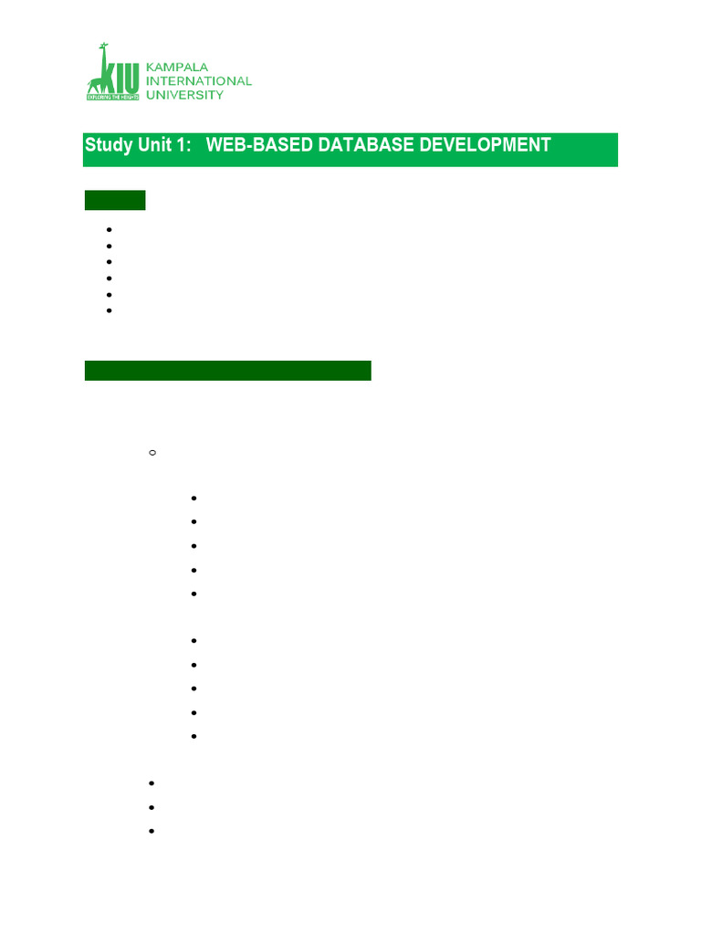 ITE 3101 Unit 1 Web-Based Database Development | PDF