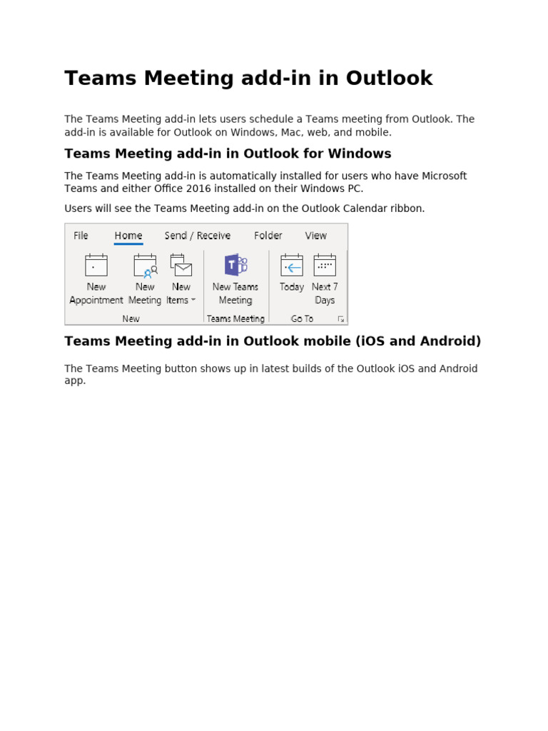 Microsoft Teams Meeting Add-In in Outlook Se Necesita Reeditar | PDF Microsoft Teams Meeting Add-In in Outlook Se Necesita Reeditar | PDF