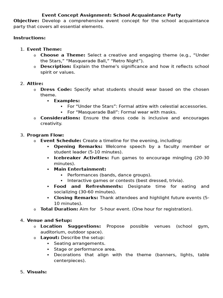 Event Concept Assignment | PDF