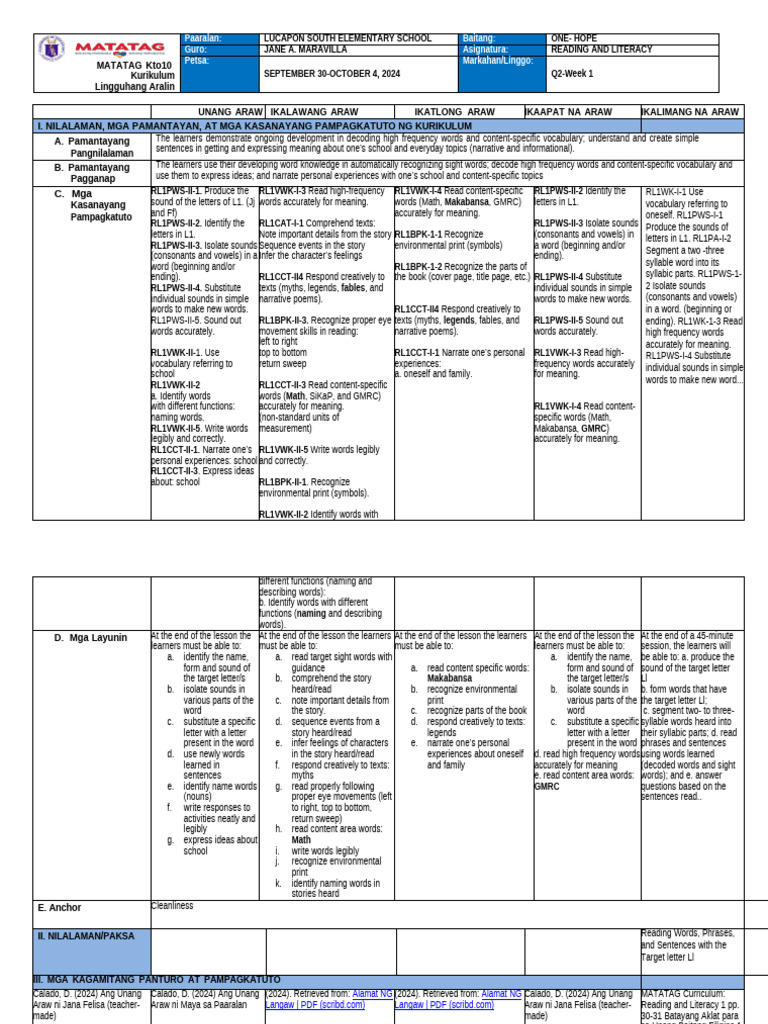 Week 1-Q2 - Reading & Lit | PDF