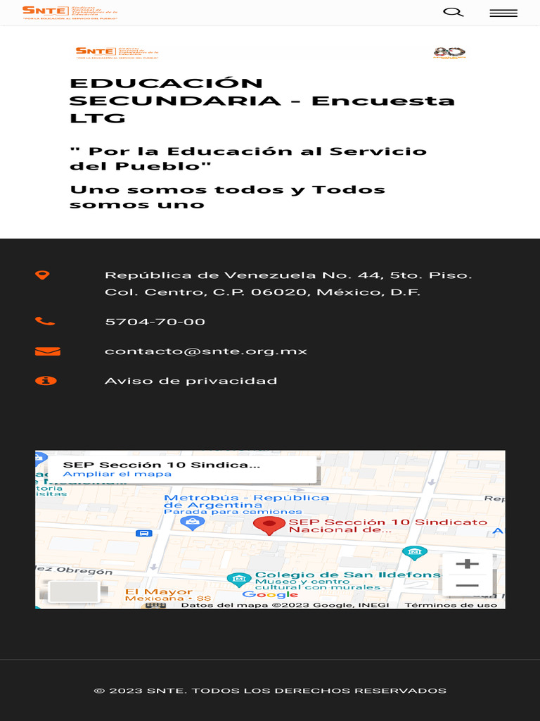 Educación Secundaria - Encuesta LTG - SNTE | PDF