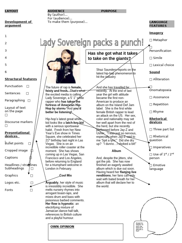 21 Lady Sovereign Article With Analysis Template Complete | PDF