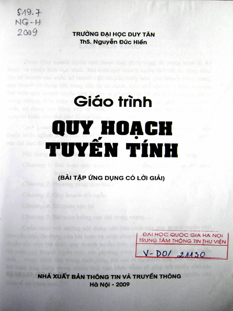 Giao Trinh Quy Hoch Tuyn Tinh Bai TP | PDF