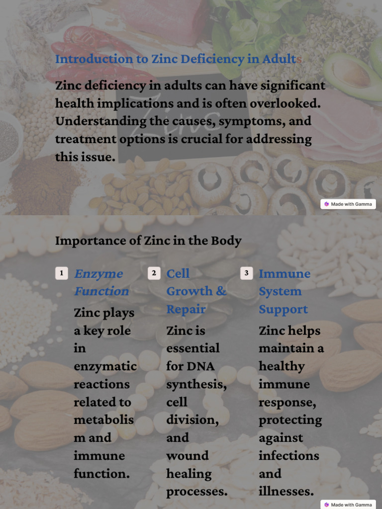 Introduction To Zinc Deficiency in Adult S | PDF