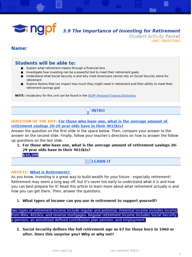 Daniela Marin 3.9 Student Activity Packet | PDF