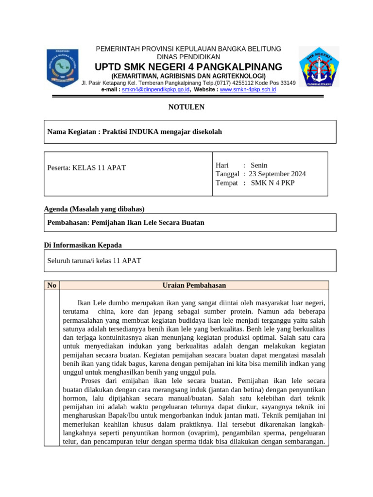 Format Notulen Kegiatan | PDF