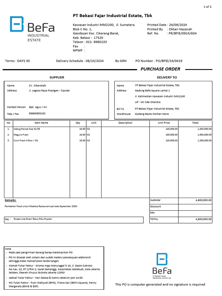 Po 24 0419 - Albarokah | PDF