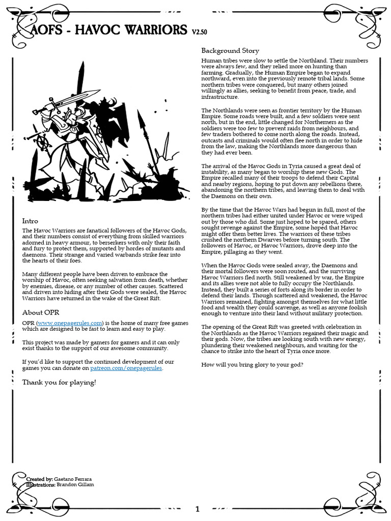 AOFS - Havoc Warriors v2.50 | PDF