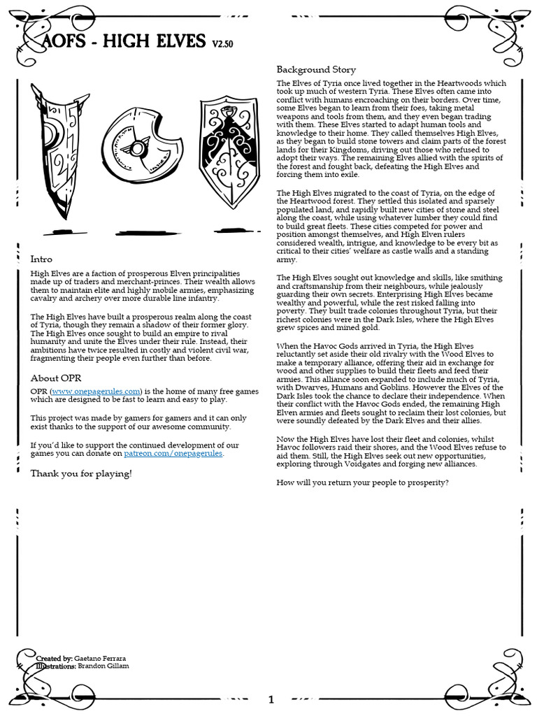 AOFS - High Elves v2.50 | PDF