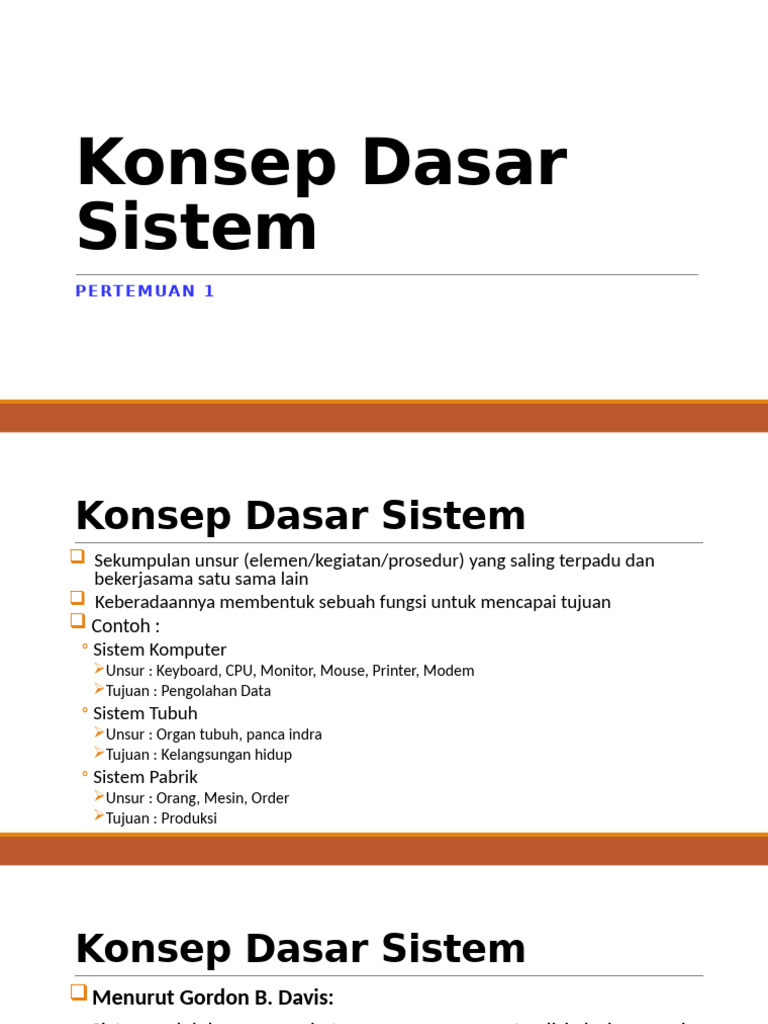Pertemuan 1 - Konsep Dasar Sistem | PDF