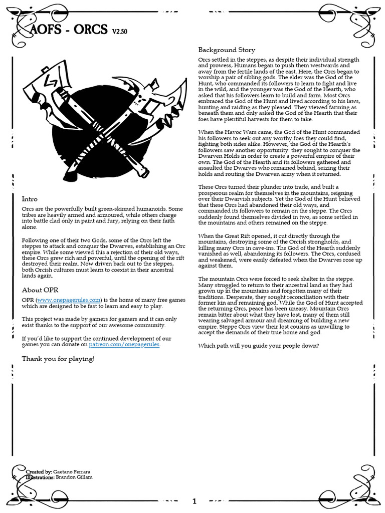 AOFS - Orcs v2.50 | PDF