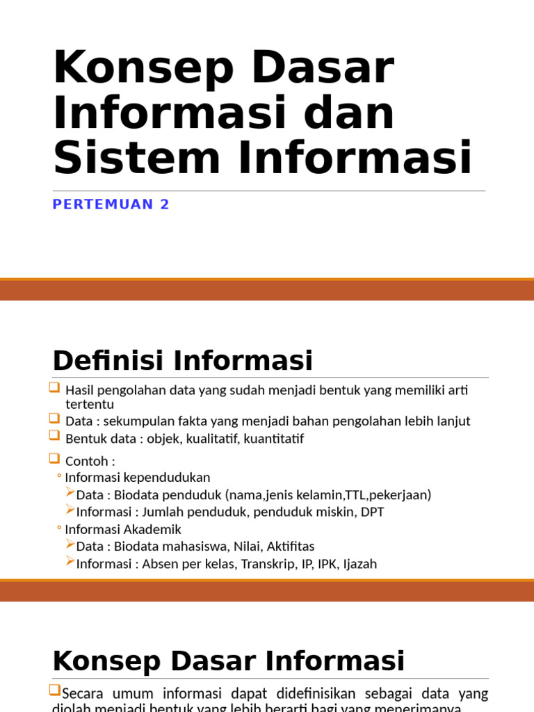 Pertemuan 2 - Konsep Dasar Sistem Informasi | PDF