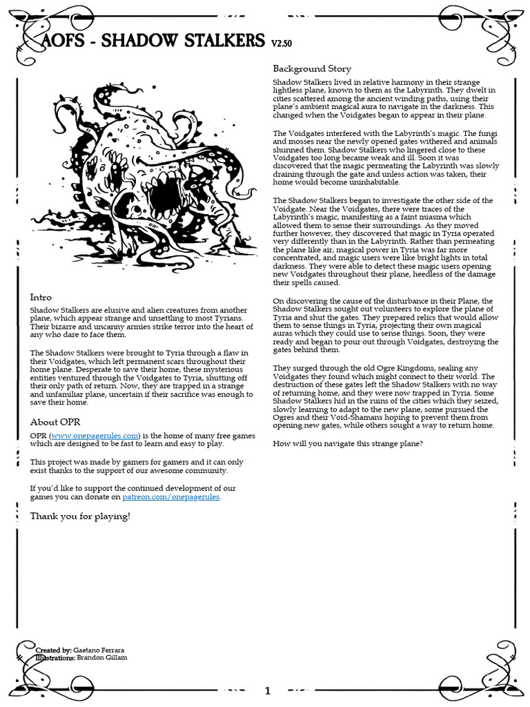 AOFS - Shadow Stalkers v2.50 | PDF