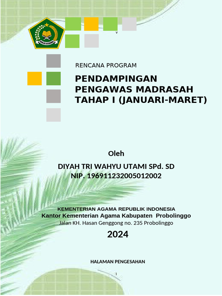 Rencana Kerja Pendampingan Pengawas Madrasah 2024 Tahap I | PDF