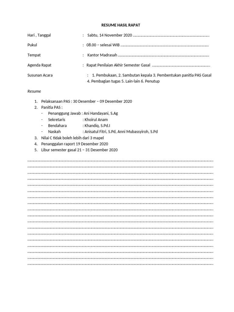 A.7. Resume Hasil Rapat | PDF