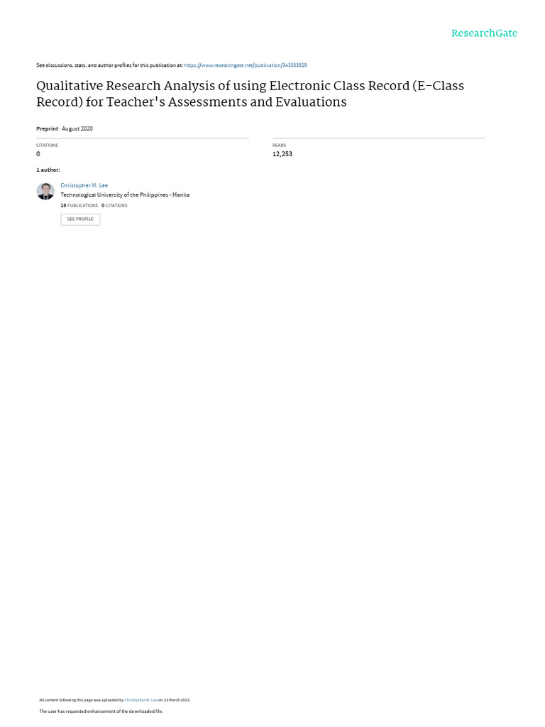 Qualitative Analysis of Electronic Class Record | PDF