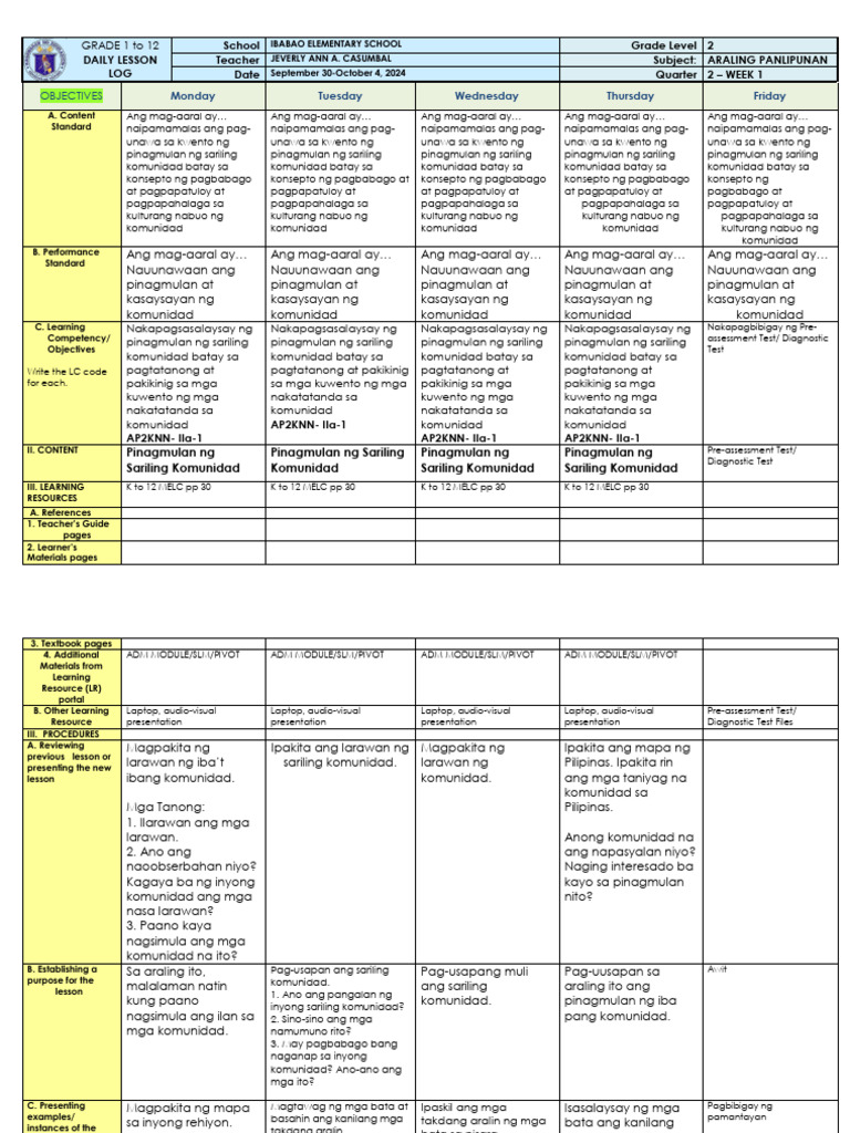 Q2 WEEK1 DLL AP 2023 2024 | PDF
