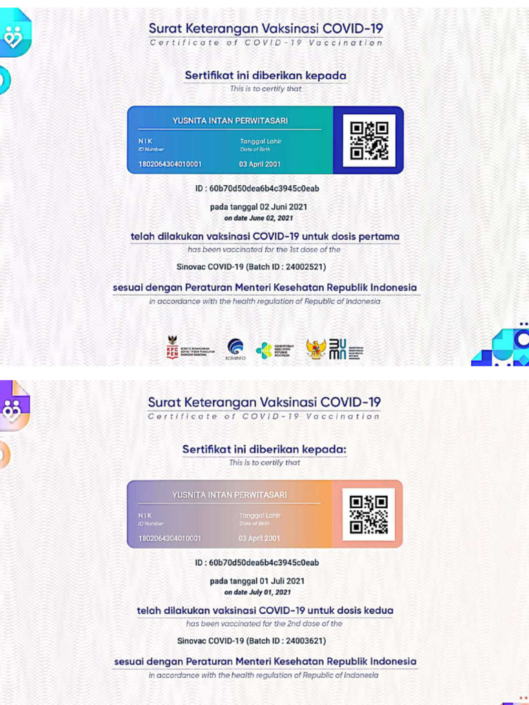 Sertif Vaksin 1,2,3 2 | PDF