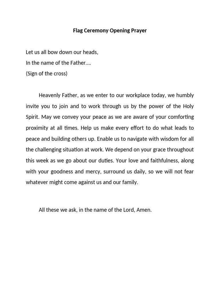 Flag Ceremony Opening Prayer | PDF