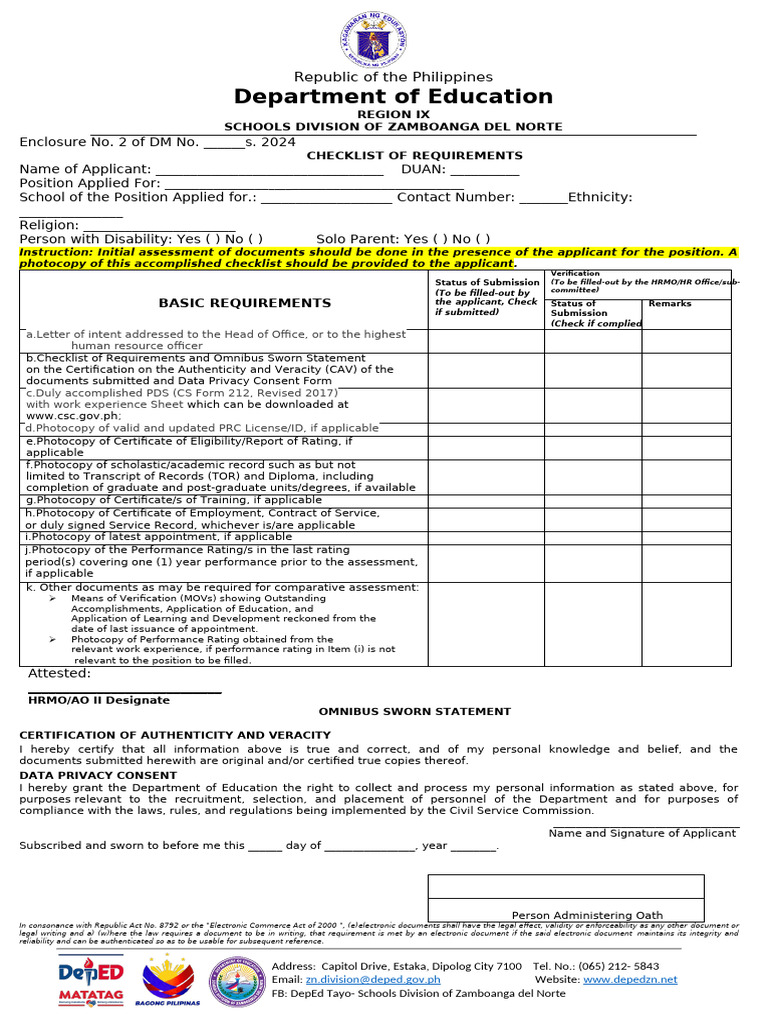 Checklist 2024 | PDF