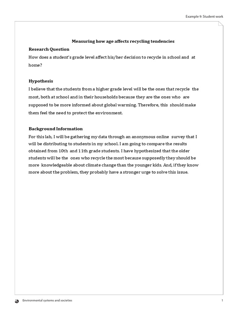 ESS Example 9 - Measuring How Age Affects Recycling Tendencies | PDF
