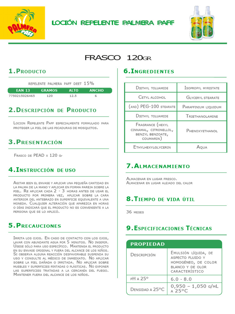 Ficha Tecnica Repelente Frasco 120g | PDF