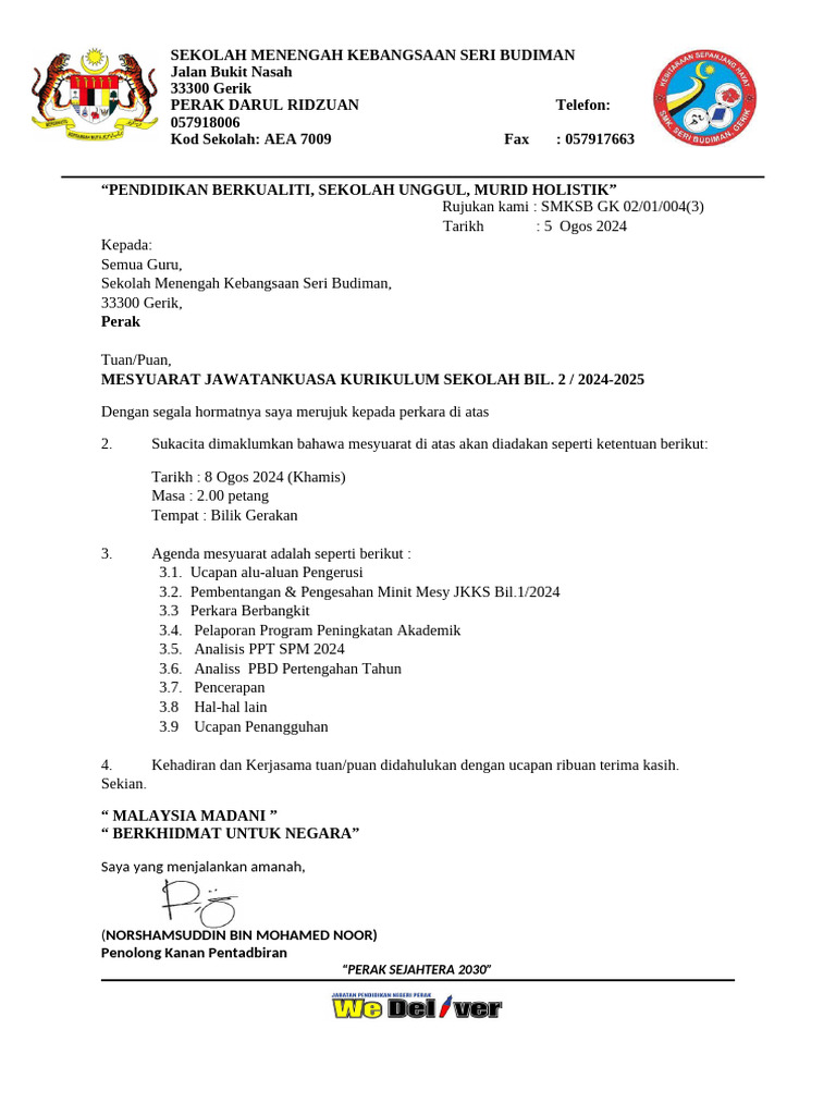 Surat Panggilan Mesyuarat Kuri 2 2024 | PDF