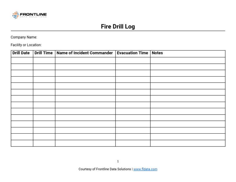 Fire Drill Log Template | PDF
