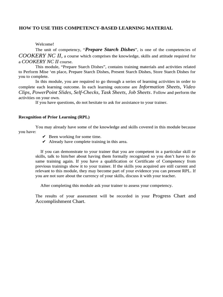 Competency Based Learning Material - LIFF | PDF