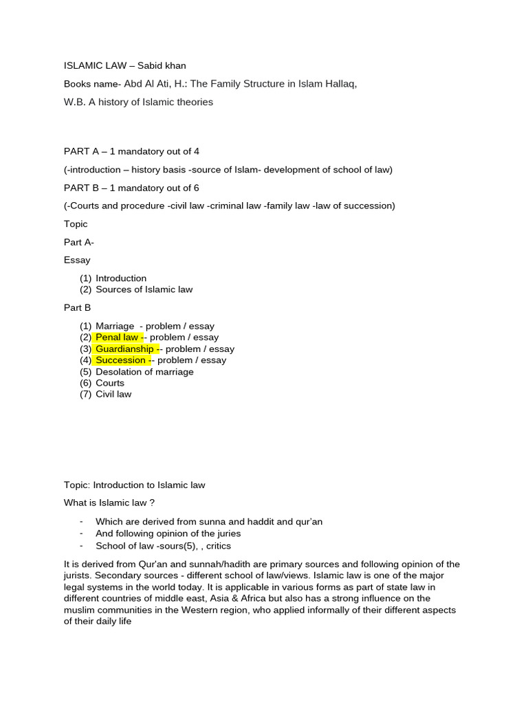 Islamic - Sabid Khan - LCLS | PDF