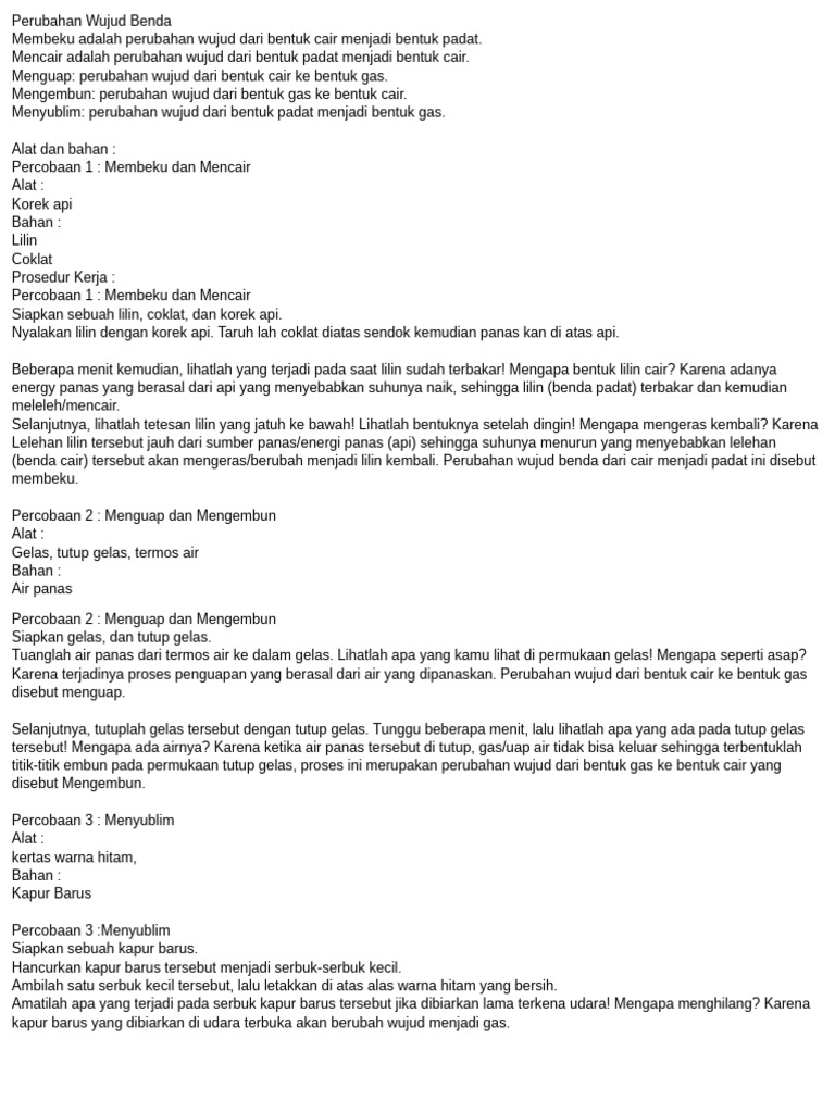 Perubahan Wujud Benda | PDF