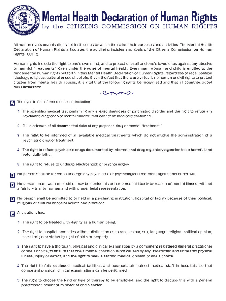 Mental Health Declaration | PDF
