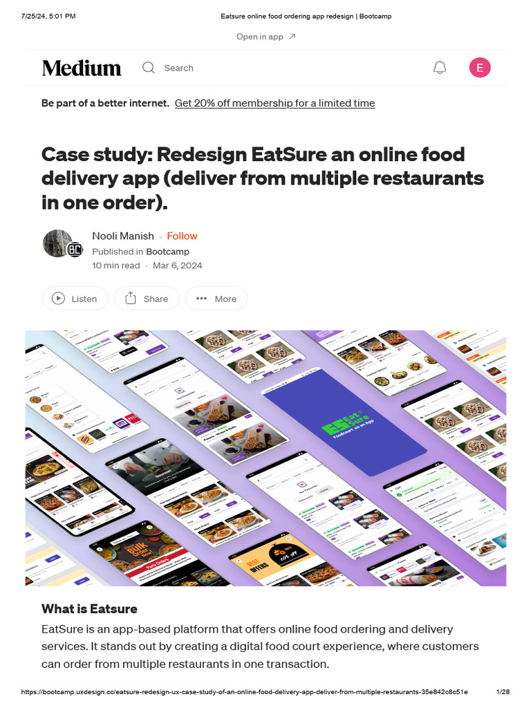 Eatsure Online Food Ordering App Redesign - Bootcamp | PDF