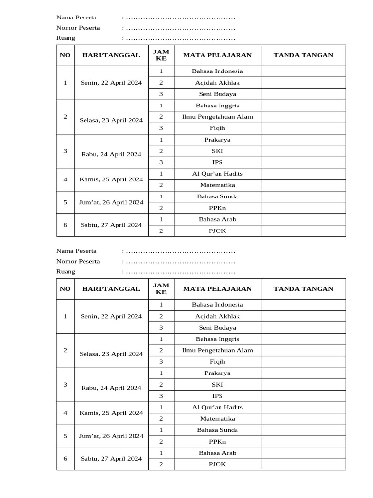 DAFTAR HADIR Map AM | PDF
