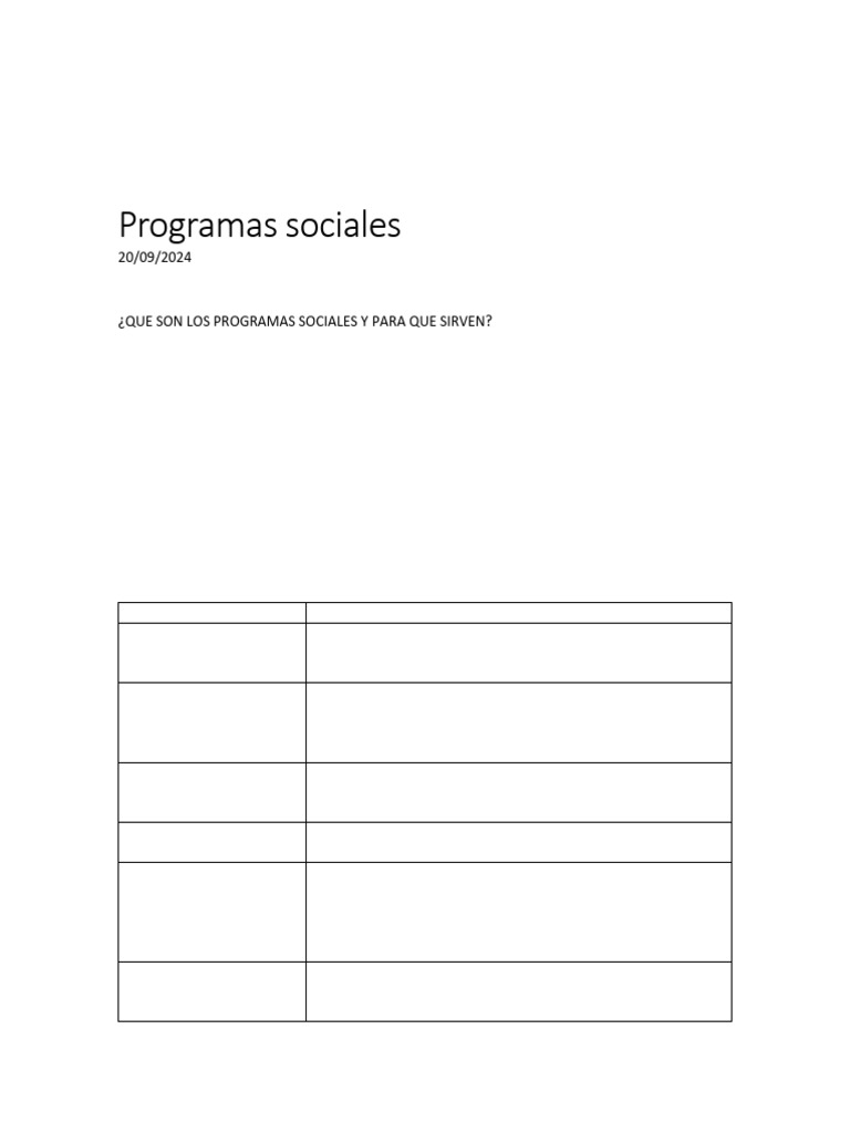 Programas Sociales Sergio Letona | PDF