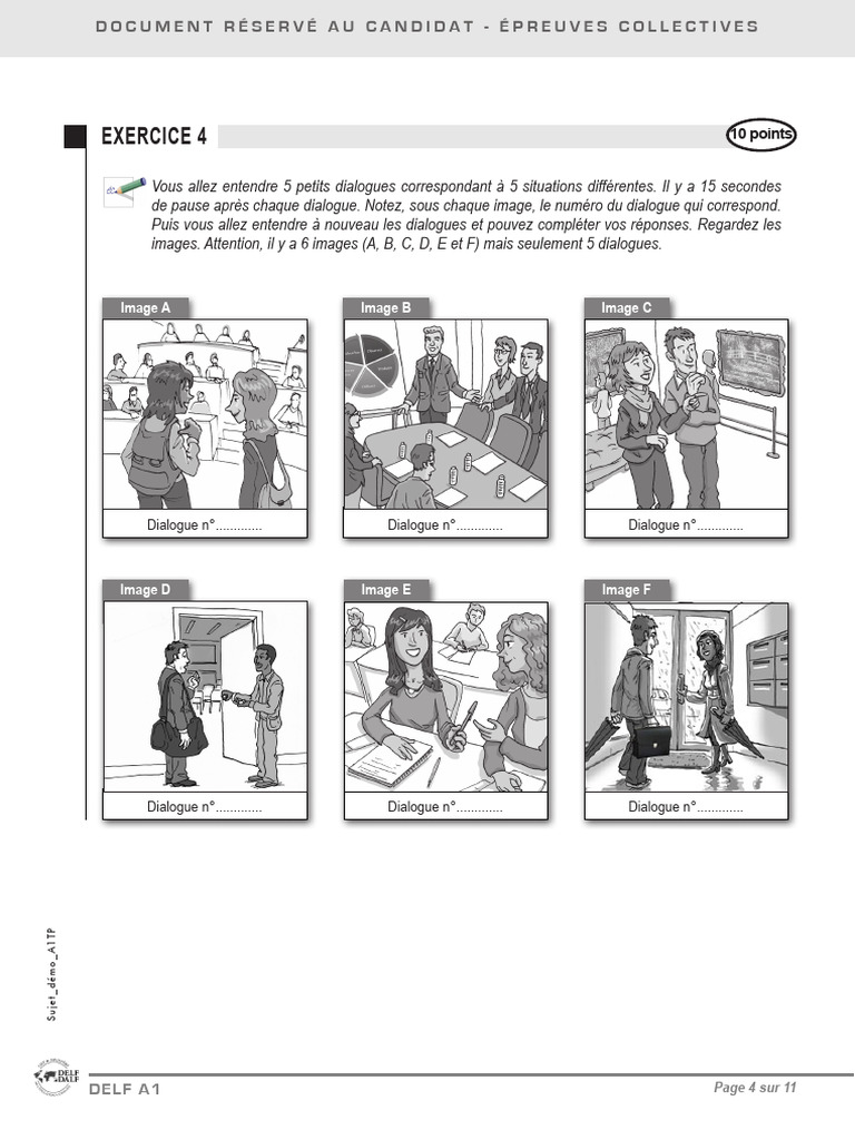 DELF A1 Exercice 4 | PDF