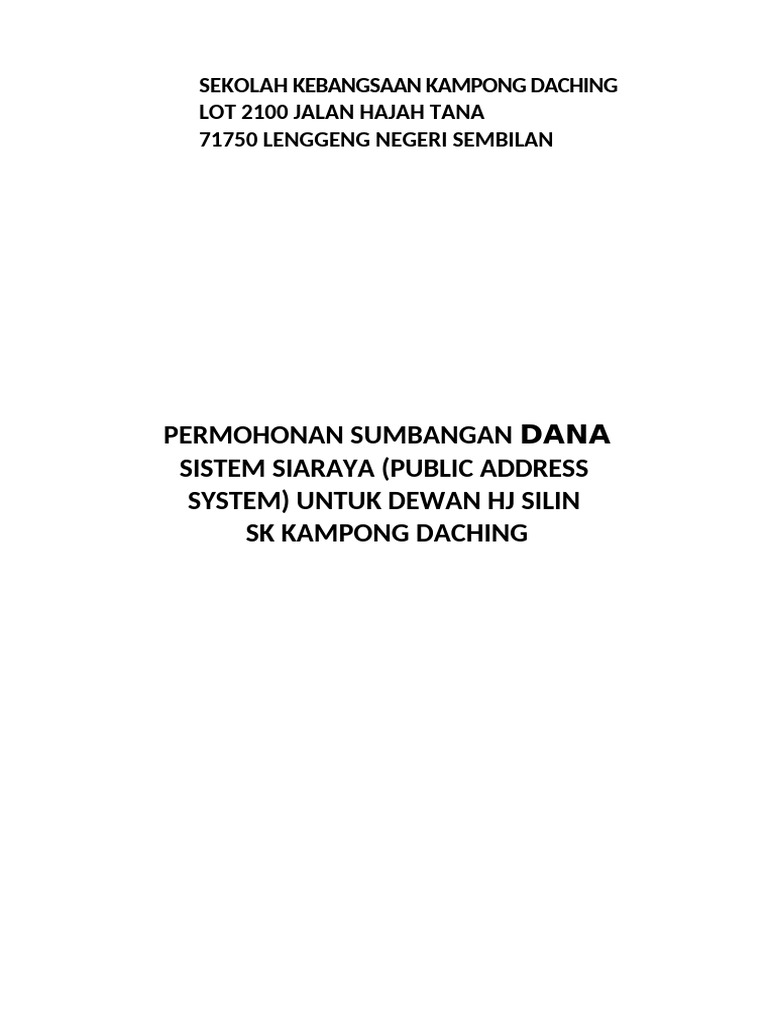 Permohonan Sumbangan Sistem Siaraya 2022 (Website) | PDF